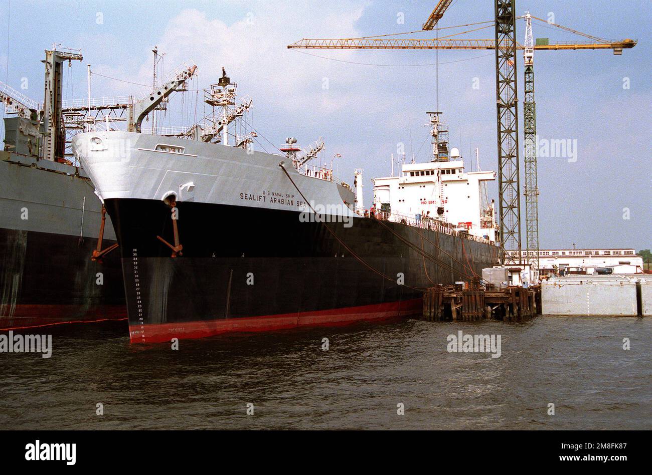 The Military Sealift Command transport oiler USNS SEALIFT ARABIAN SEA (T-AOT-169) undergoes ...