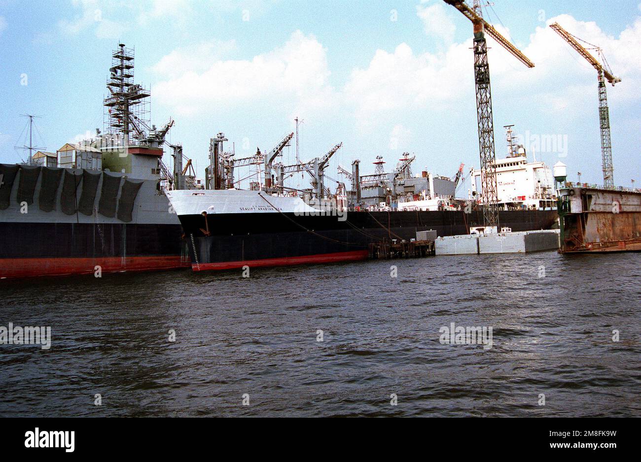 The Military Sealift Command transport oiler USNS SEALIFT ARABIAN SEA (T-AOT-169) undergoes ...