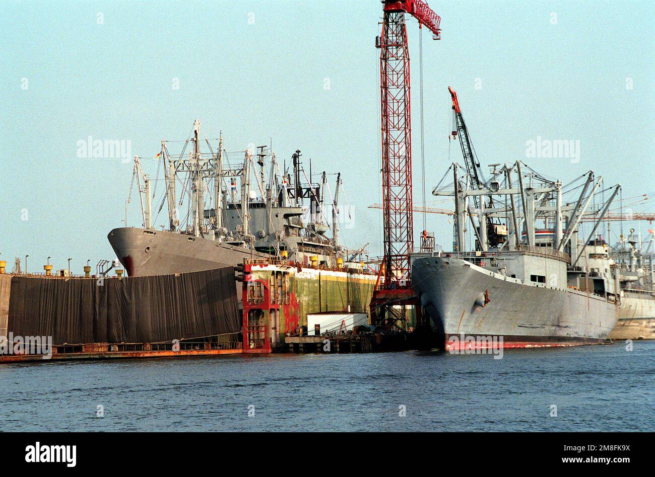 The Military Sealift Command freighter USNS METEOR (T-AKR-9) sits in ...