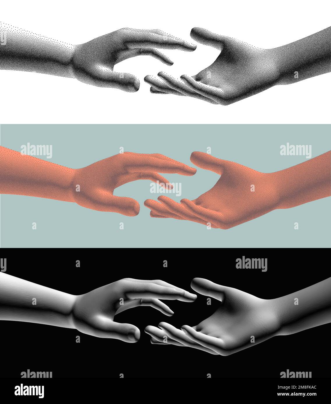 Hands reaching towards each other. Concept of human relation ...