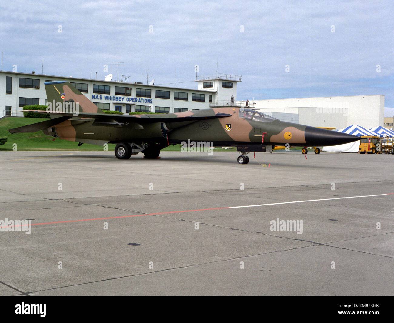 A U.S. Air Force F-111 aircraft of the 27th Tactical Fighter Wing is ...