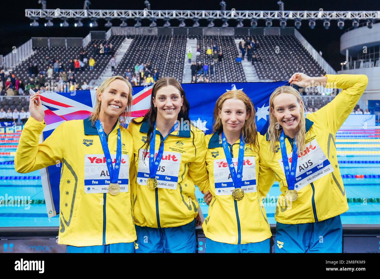 MELBOURNE, AUSTRALIA - DECEMBER 13: Gold medallists Emma McKeon, Meg ...