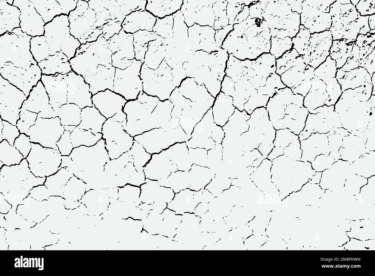 Texture of arid ground cracks and splashes of stains, black and white ...