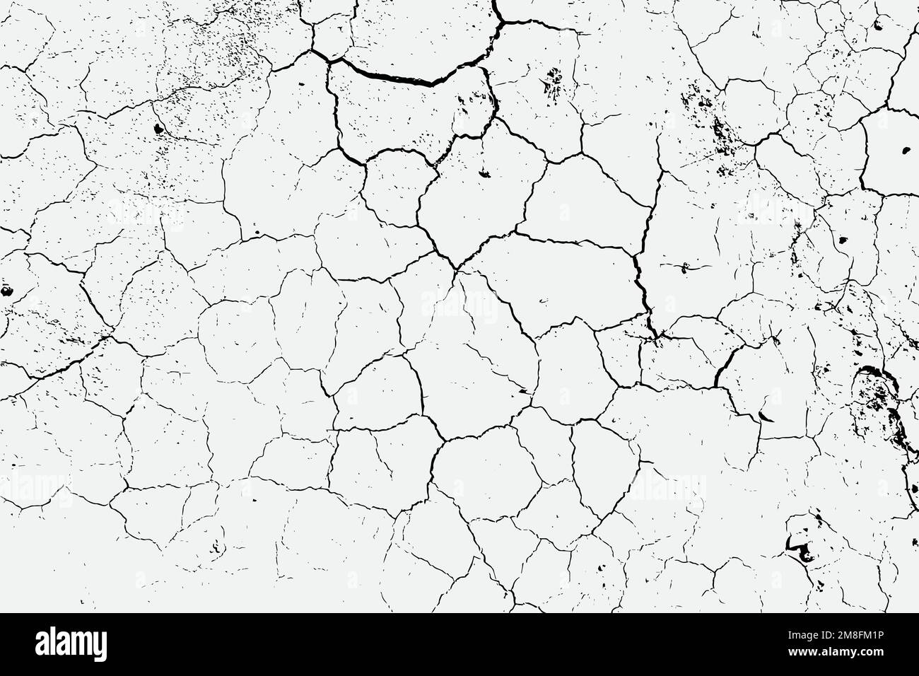 Texture of arid ground cracks and splashes of stains, black and white texture background EPS ...