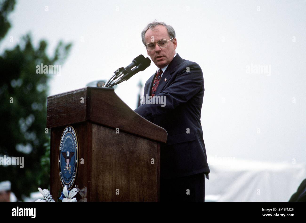 Secretary of Navy H. Lawrence Garrett III speaks during the ...