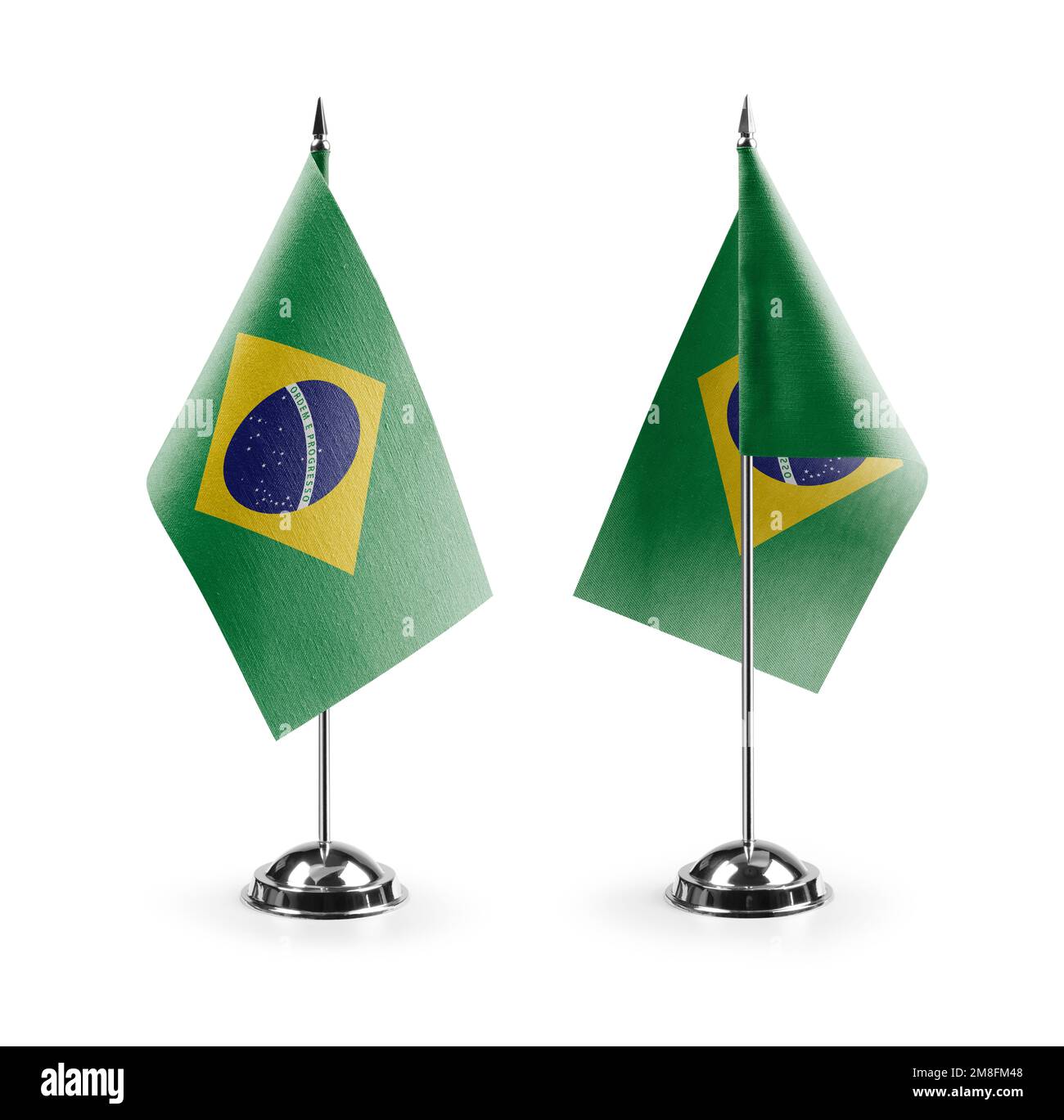 Small national flags of the Brazil on a white background Stock Photo ...