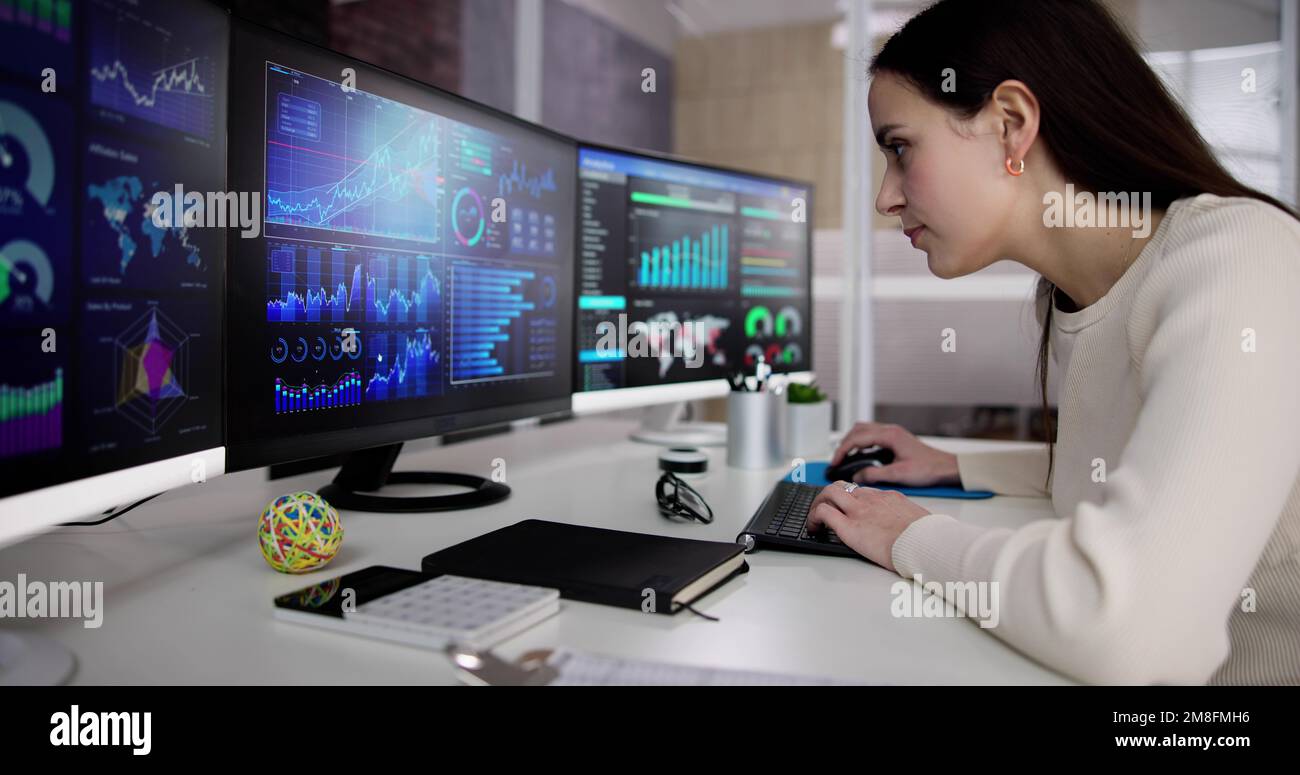 Business Data Analyst Using Financial Analytics Dashboard Stock Photo ...