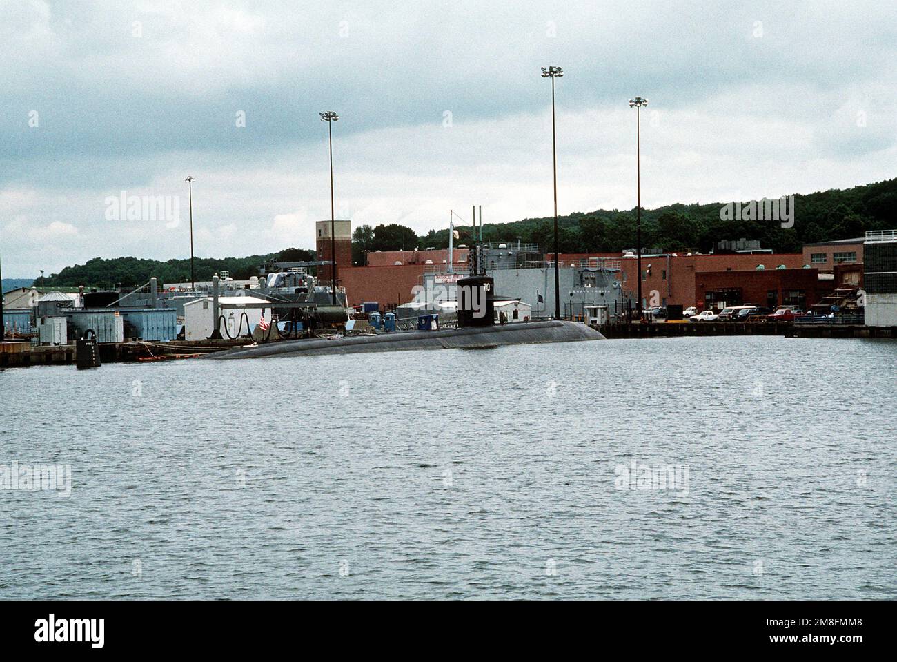 A port view of the Los Angeles class nuclear-powered attack submarine ...