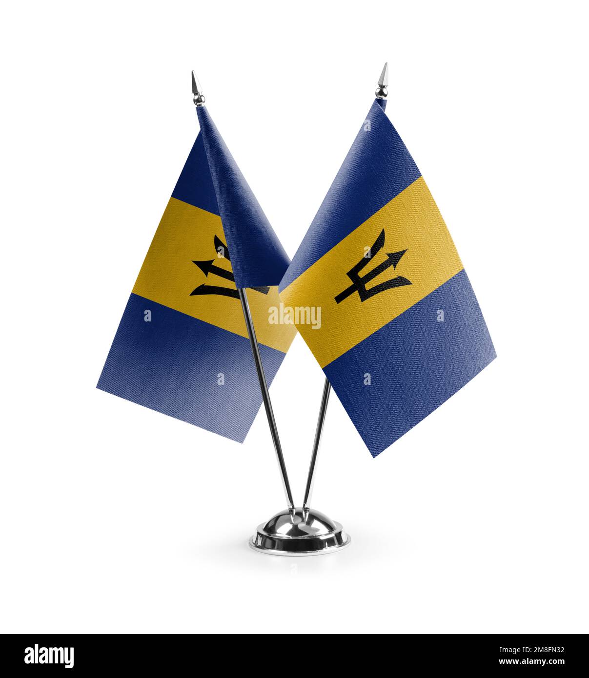 Small national flags of the Barbados on a white background Stock Photo ...