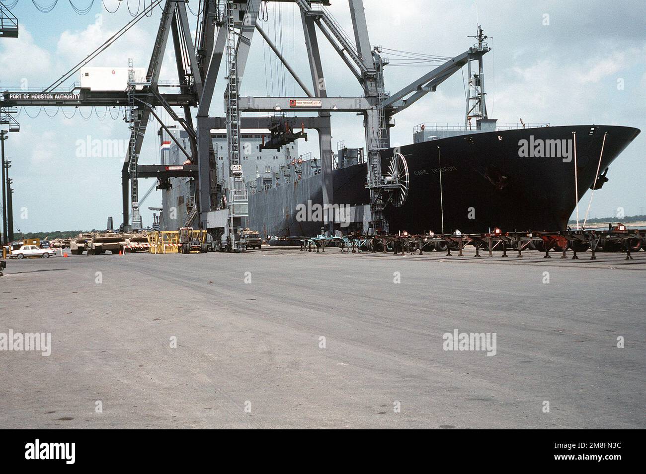 The Military Sealift Command-chartered vehicle cargo ship CAPE HUDSON ...