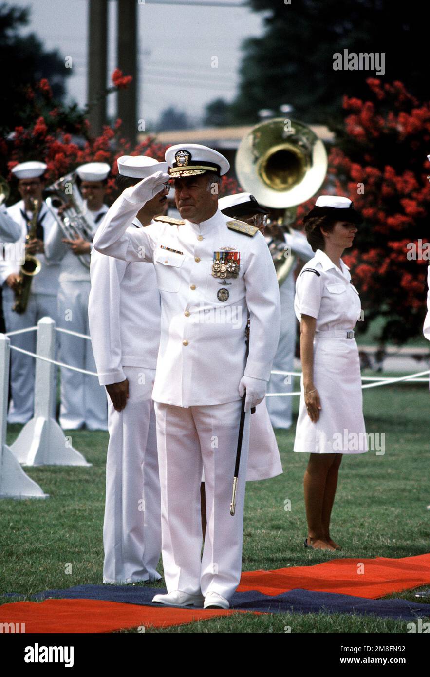ADM Frank B. Kelso II, chief of naval operations, salutes as he arrives ...