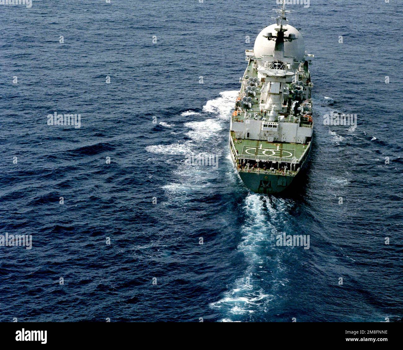 A stern view of the Soviet Marshal Nedelin class naval missile range ...