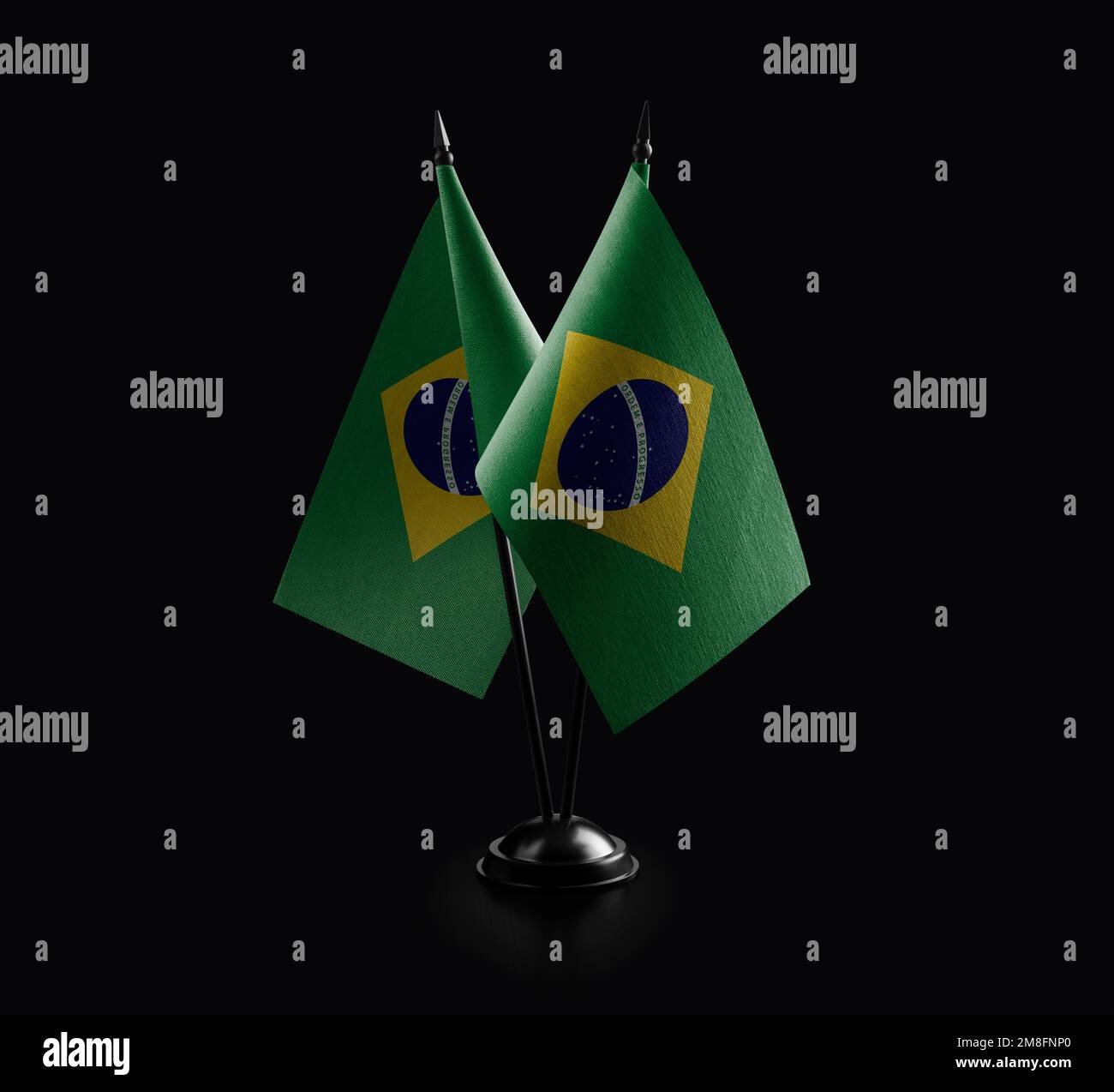 Small national flags of the Brazil on a black background Stock Photo ...