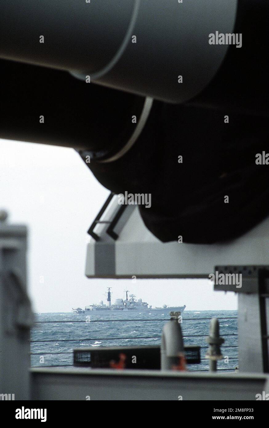 As seen from aboard the battleship USS WISCONSIN (BB-64), the British ...