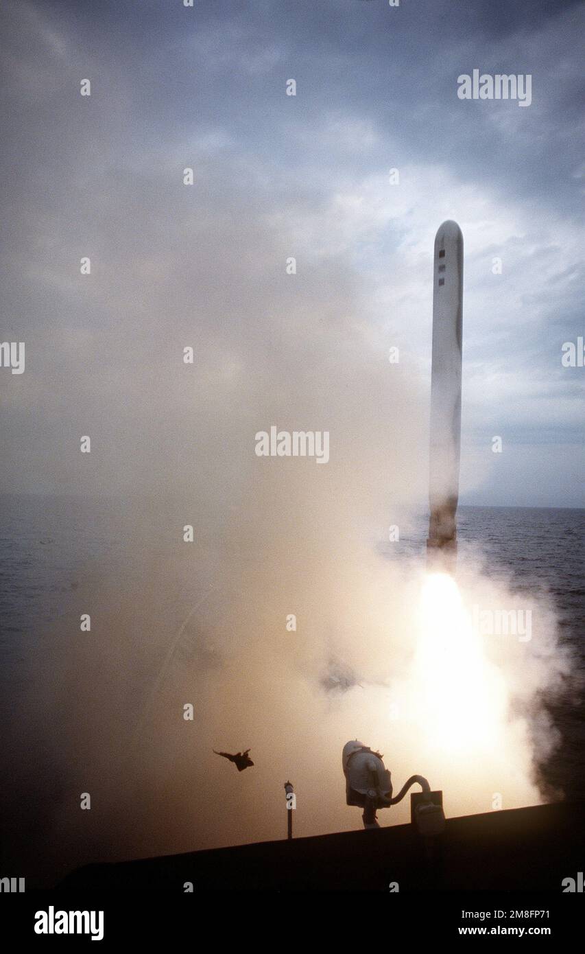 A BGM-109 Tomahawk land-attack missile (TLAM) is launched from the ...