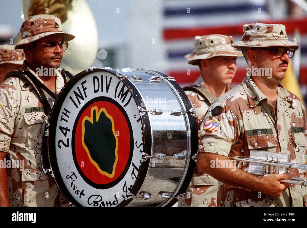 Members of the 24th Infantry Division (Mechanized) Band wait for the ...
