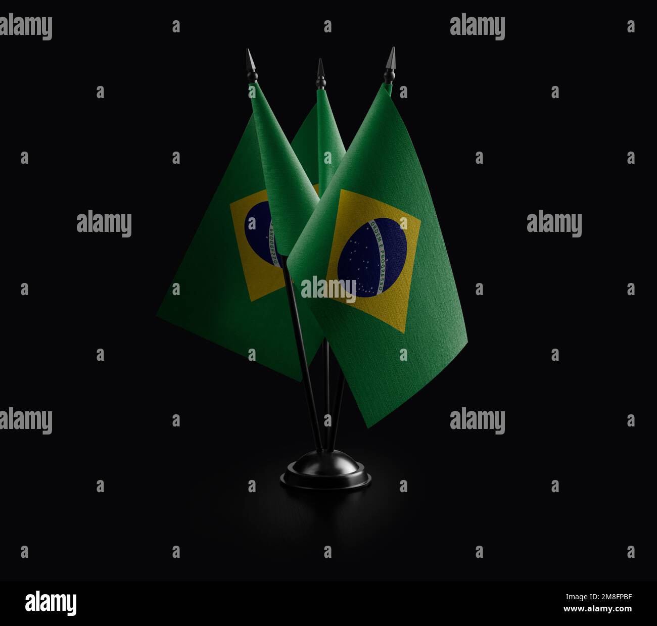 Small national flags of the Brazil on a black background Stock Photo ...