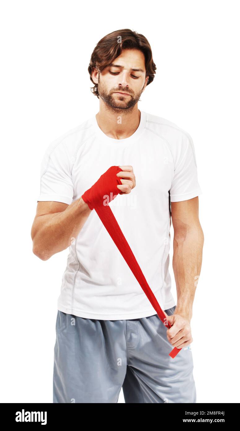 Red Tape On Hand For Martial Arts With Man Fitness And Mma With Boxing