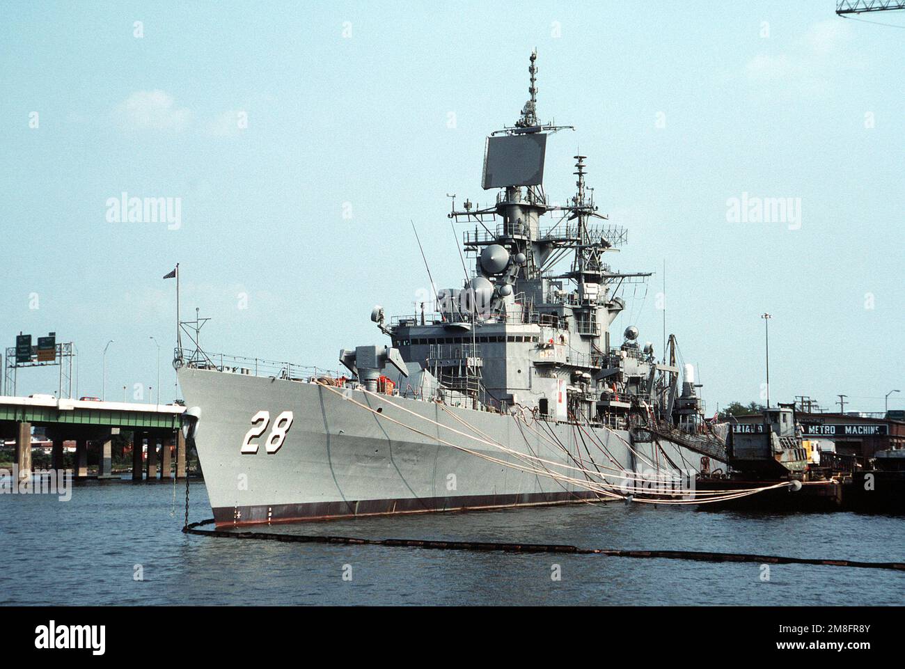 The guided missile cruiser USS WAINWRIGHT (CG 28) lies tied up at the ...