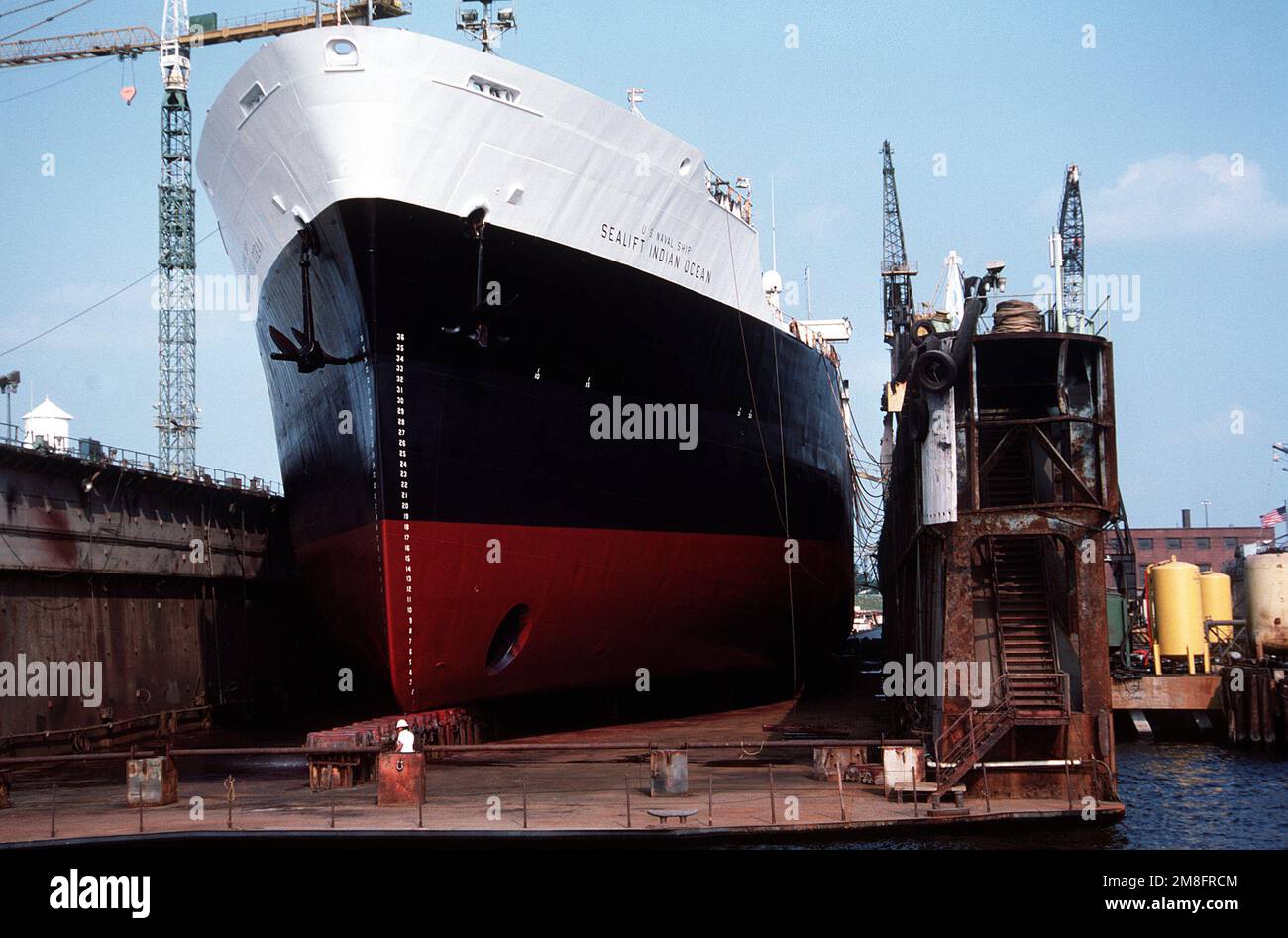 A view of the bow of the Military Sealift Command transport oiler USNS ...