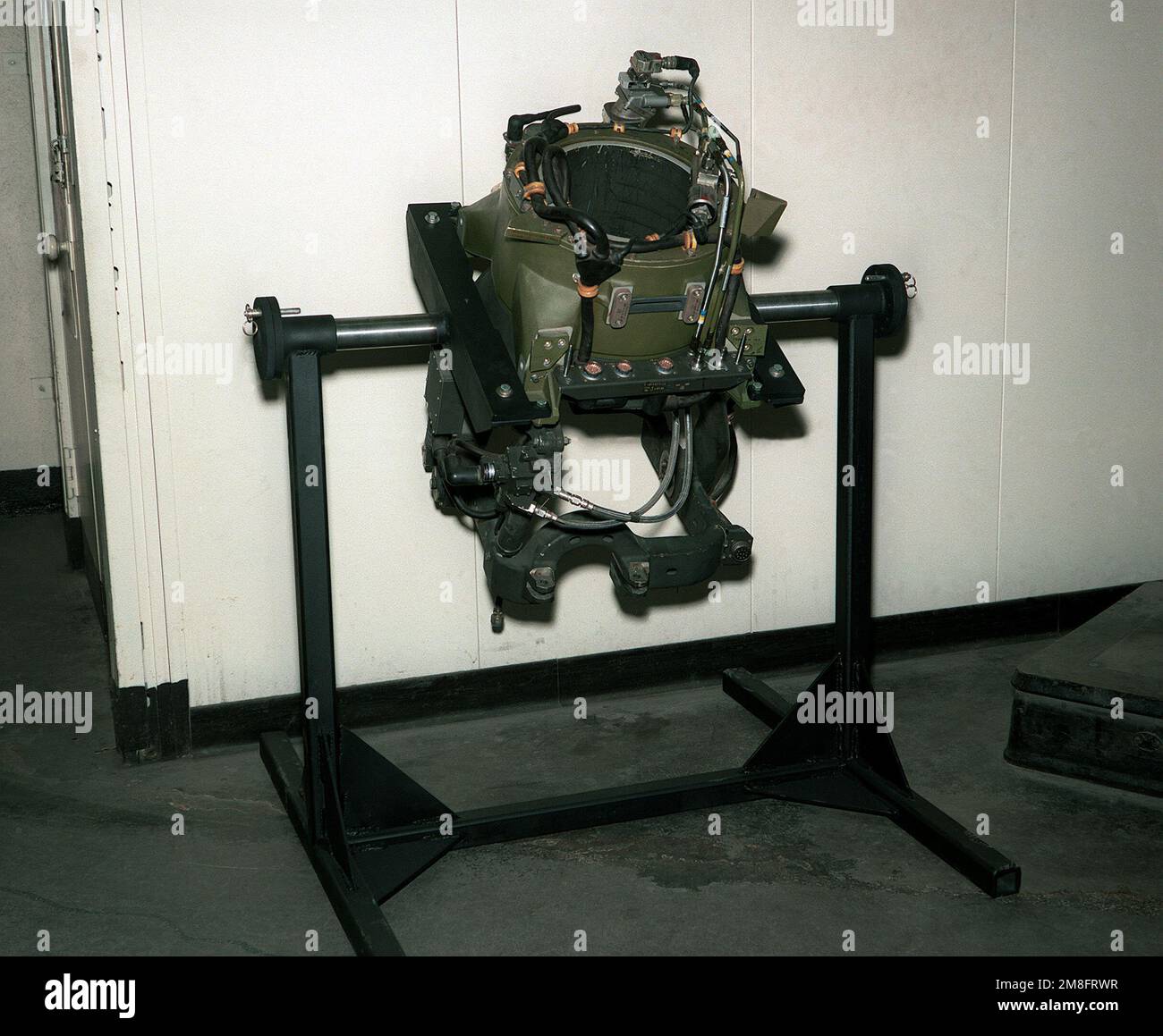 A close-up view of the gun turret maintenance stand, with a turret ...
