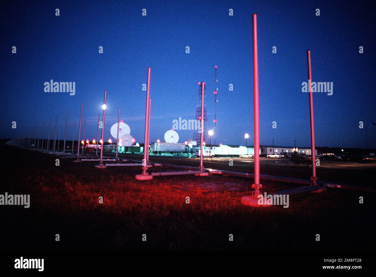 A view of the receiving antennas, foreground, for a Relocatable Over ...