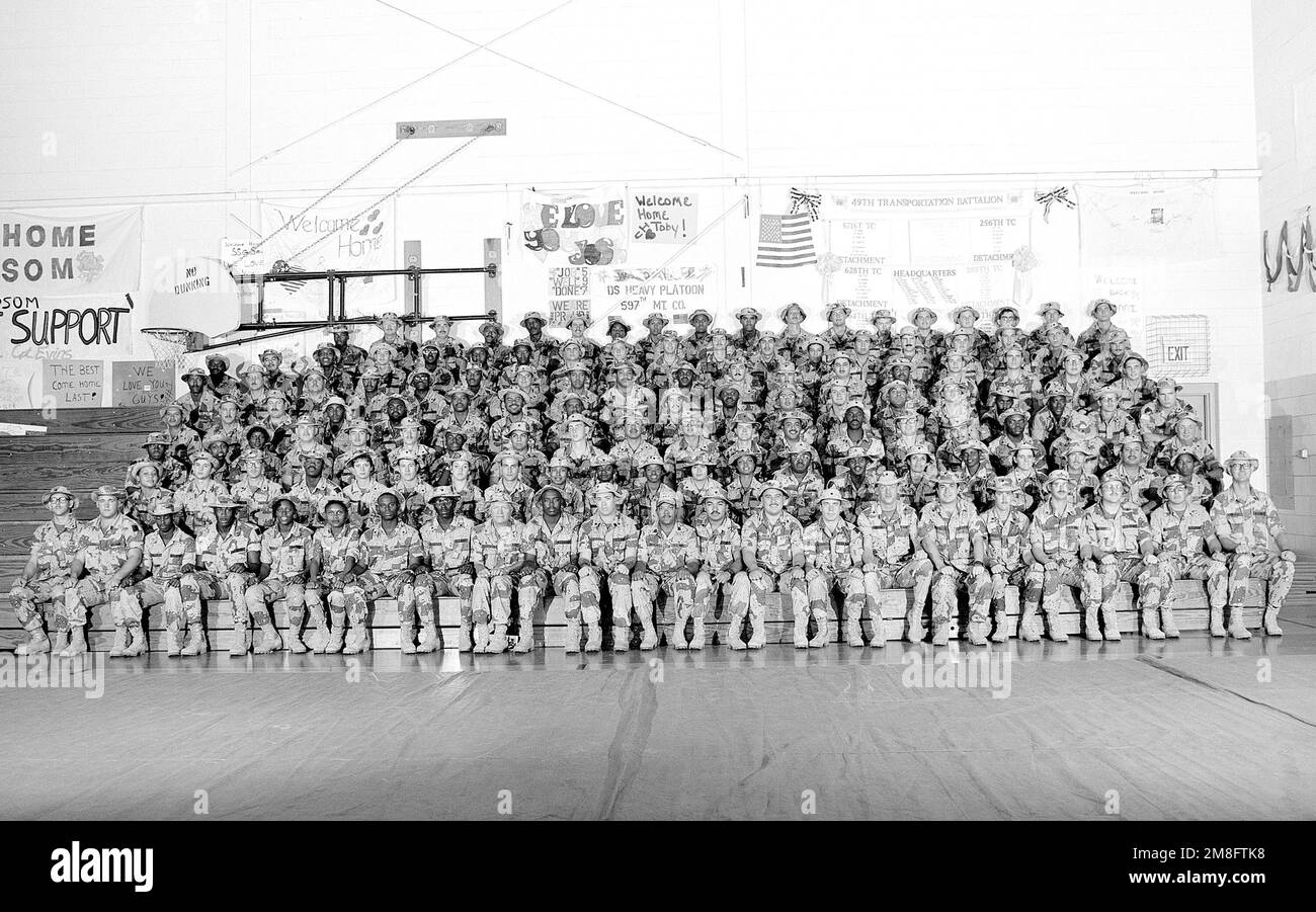A group portrait of the soldiers of the 279th Maintenance Company prior ...