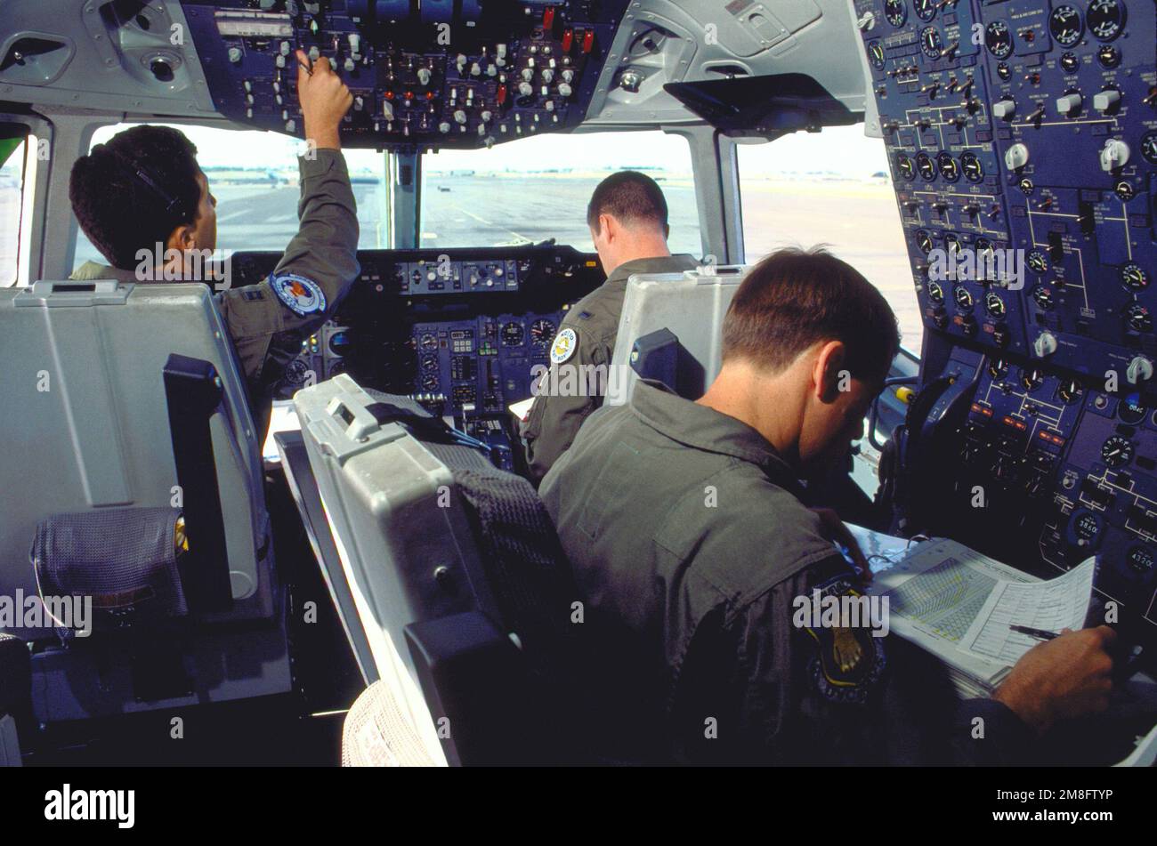 An aircrew from the 6th Aerial Refueling Squadron performs a perflight ...