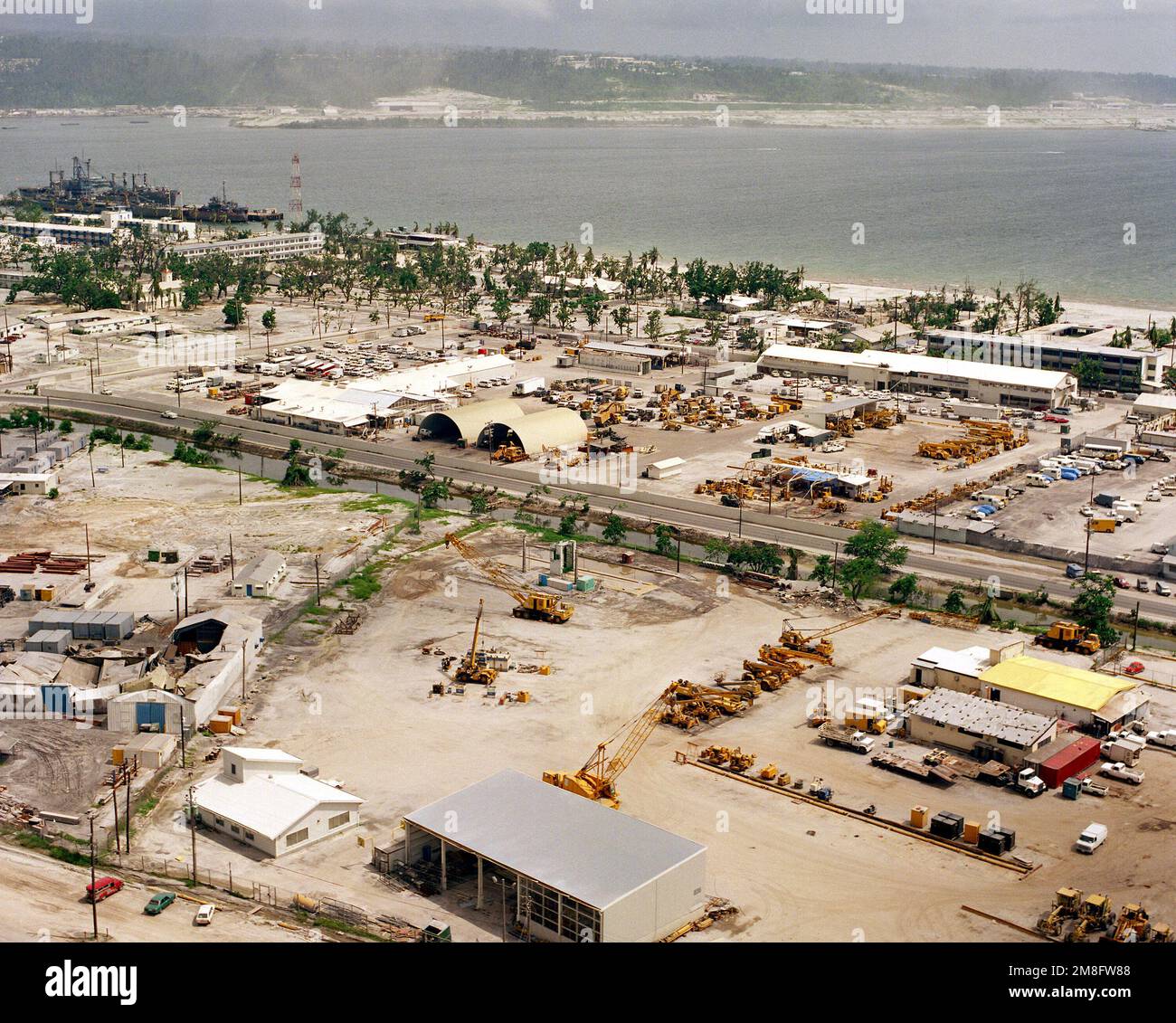 An aerial view of a portion of the naval station, showing some of the ...