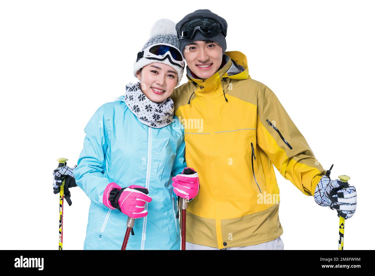 The young couple ski Stock Photo - Alamy