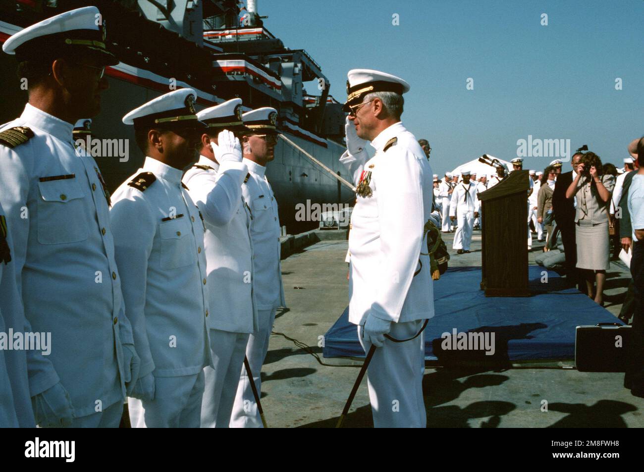 The commanding officer of the battleship USS WISCONSIN (BB-64) formally ...