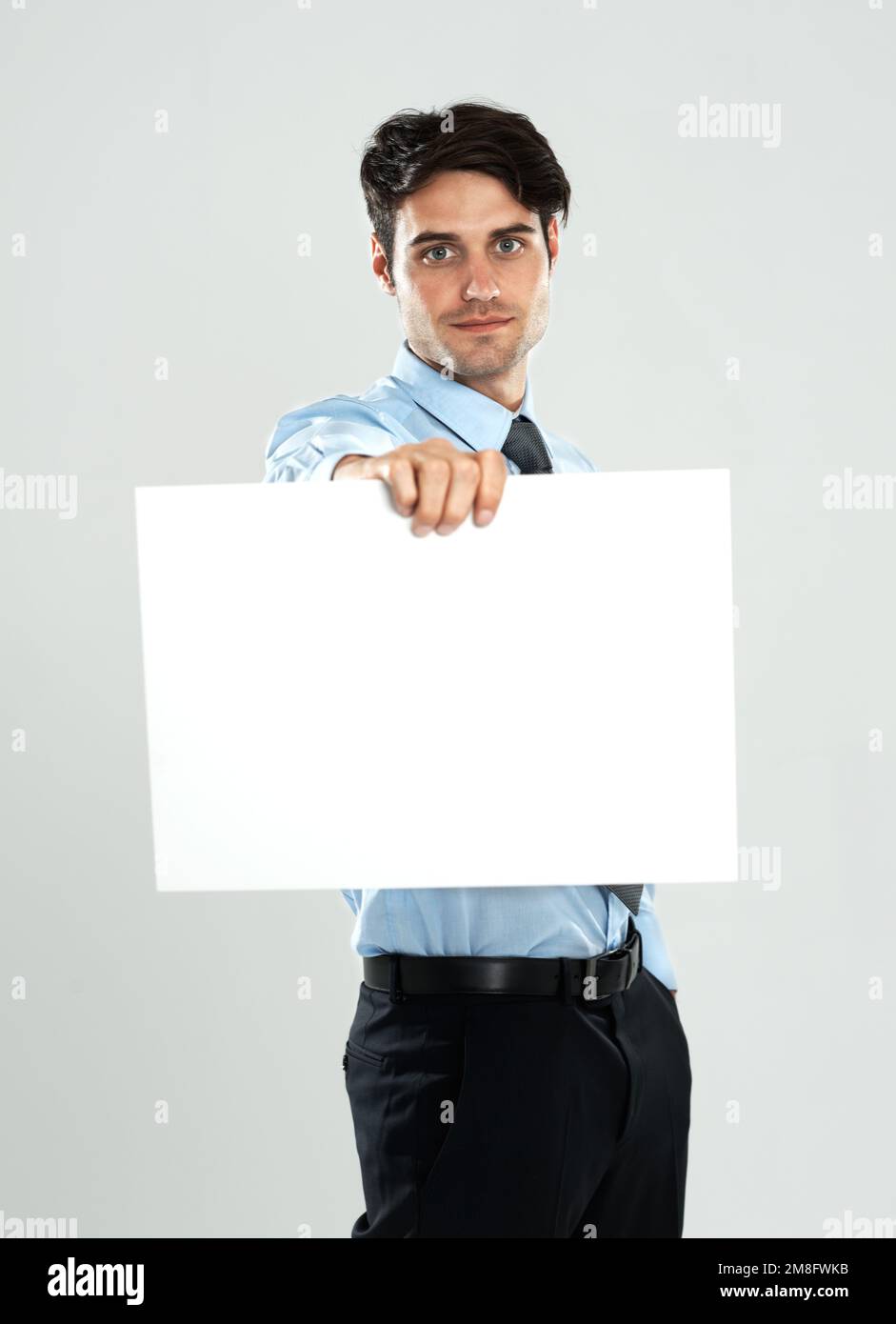 Placard mockup, presentation and portrait businessman with marketing ...