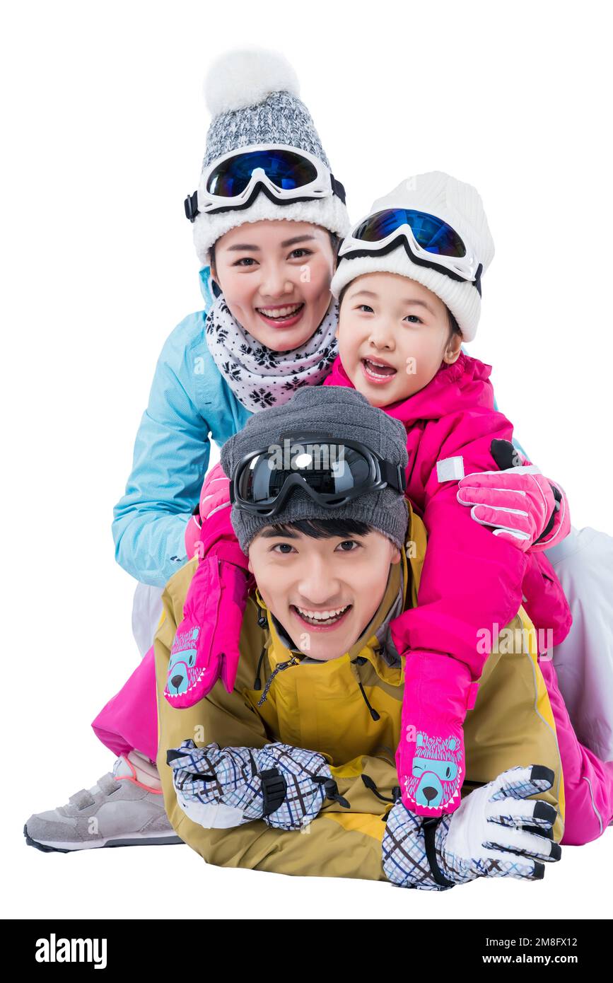 Happy family of three Stock Photo - Alamy