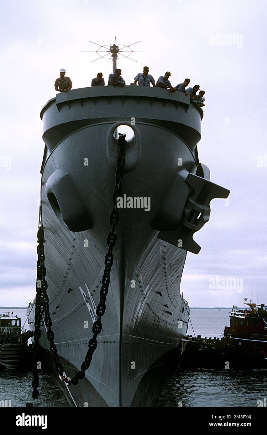As seen from aboard the salvage and rescue ship USS EDENTON (ATS-1), an ...