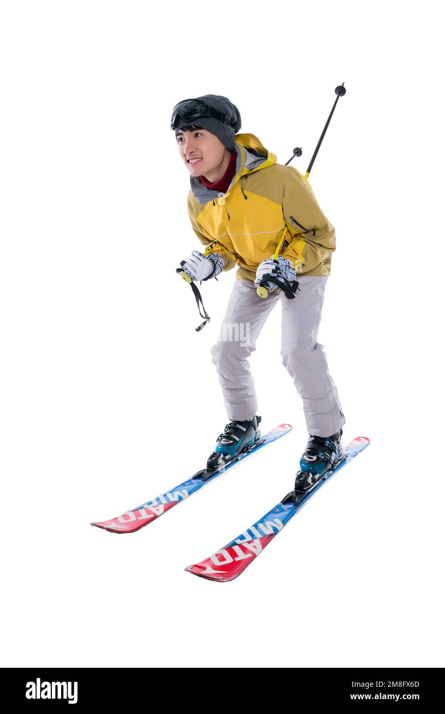 The young man skiing Stock Photo - Alamy