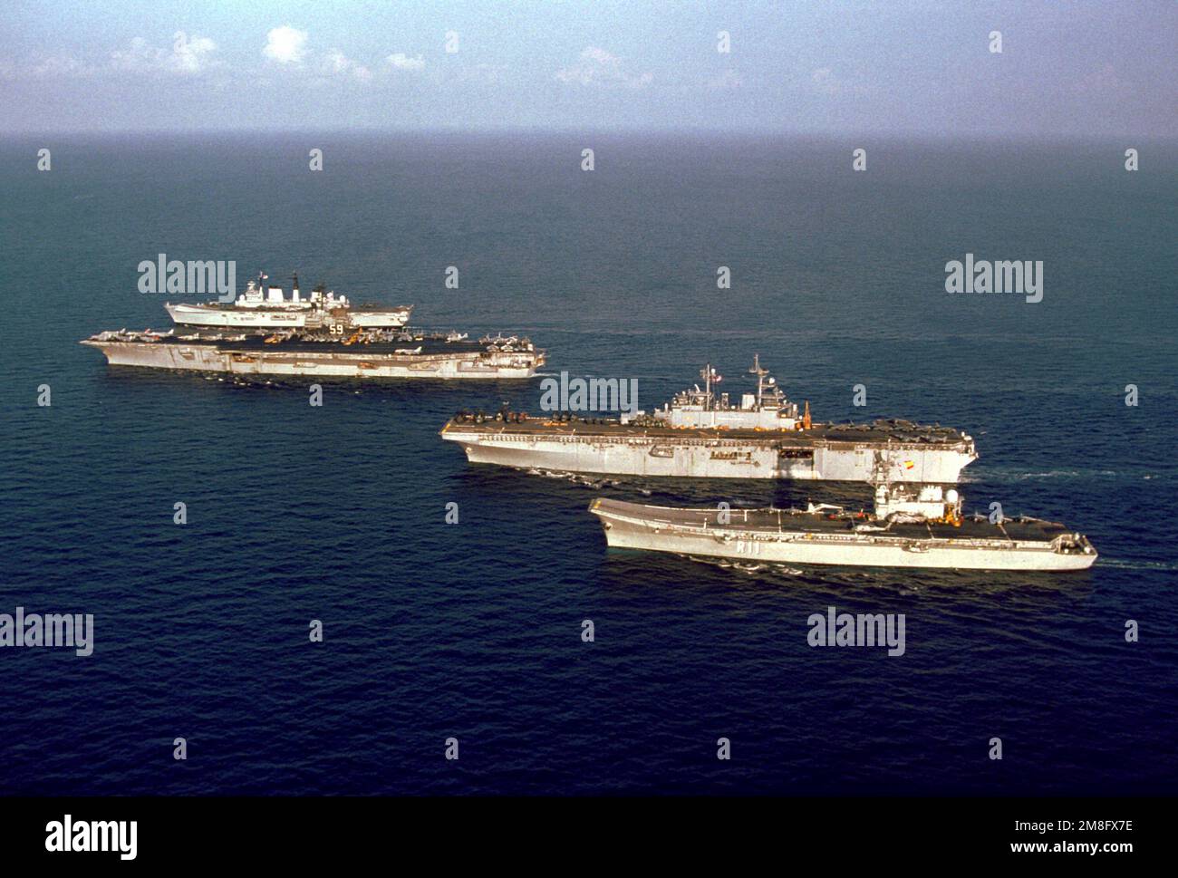 A view of four ships of the battle group gathered for the NATO exercise ...