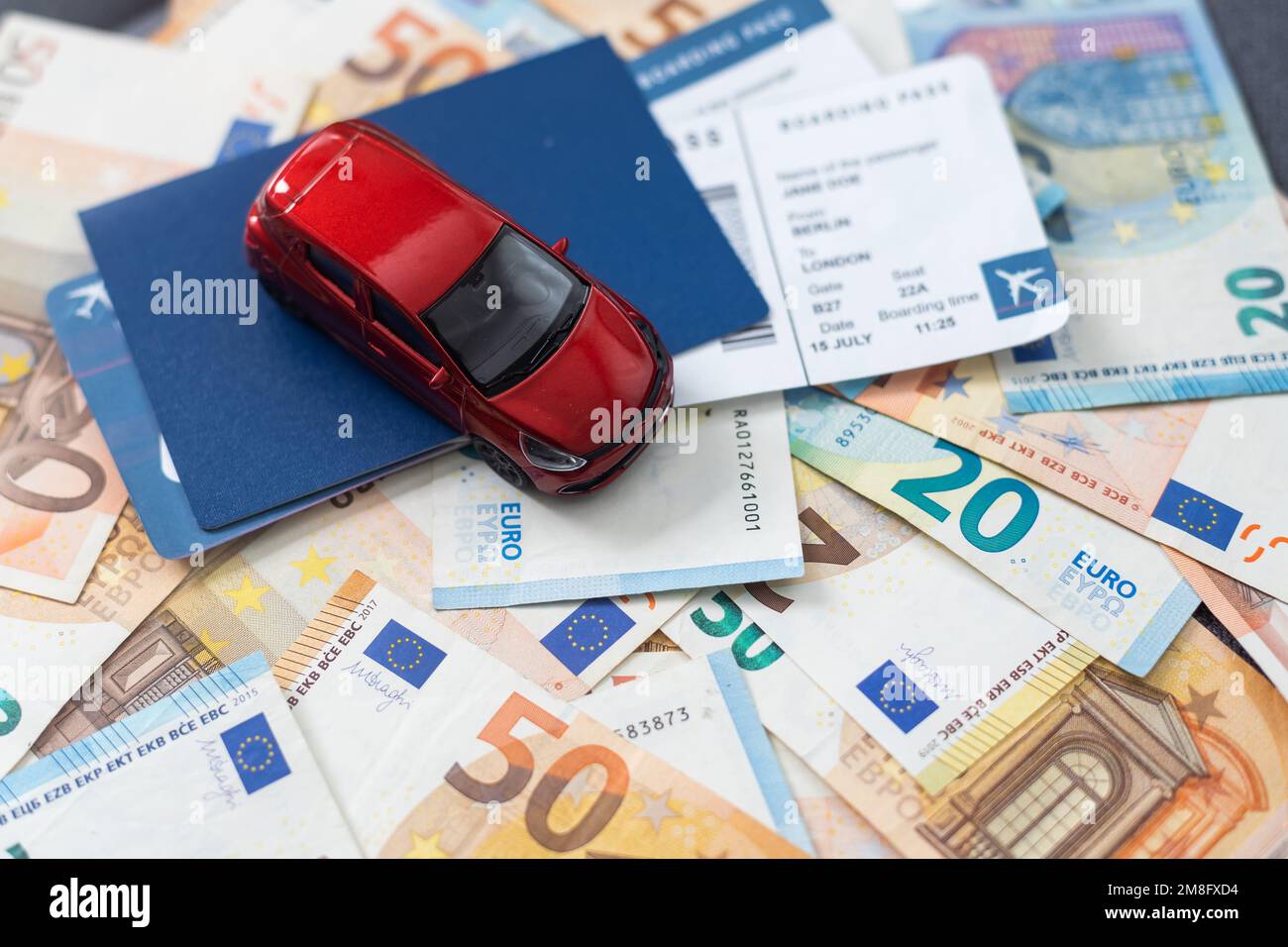 concept of car loan, Rent, car insurance, buy car Toy car and money ...