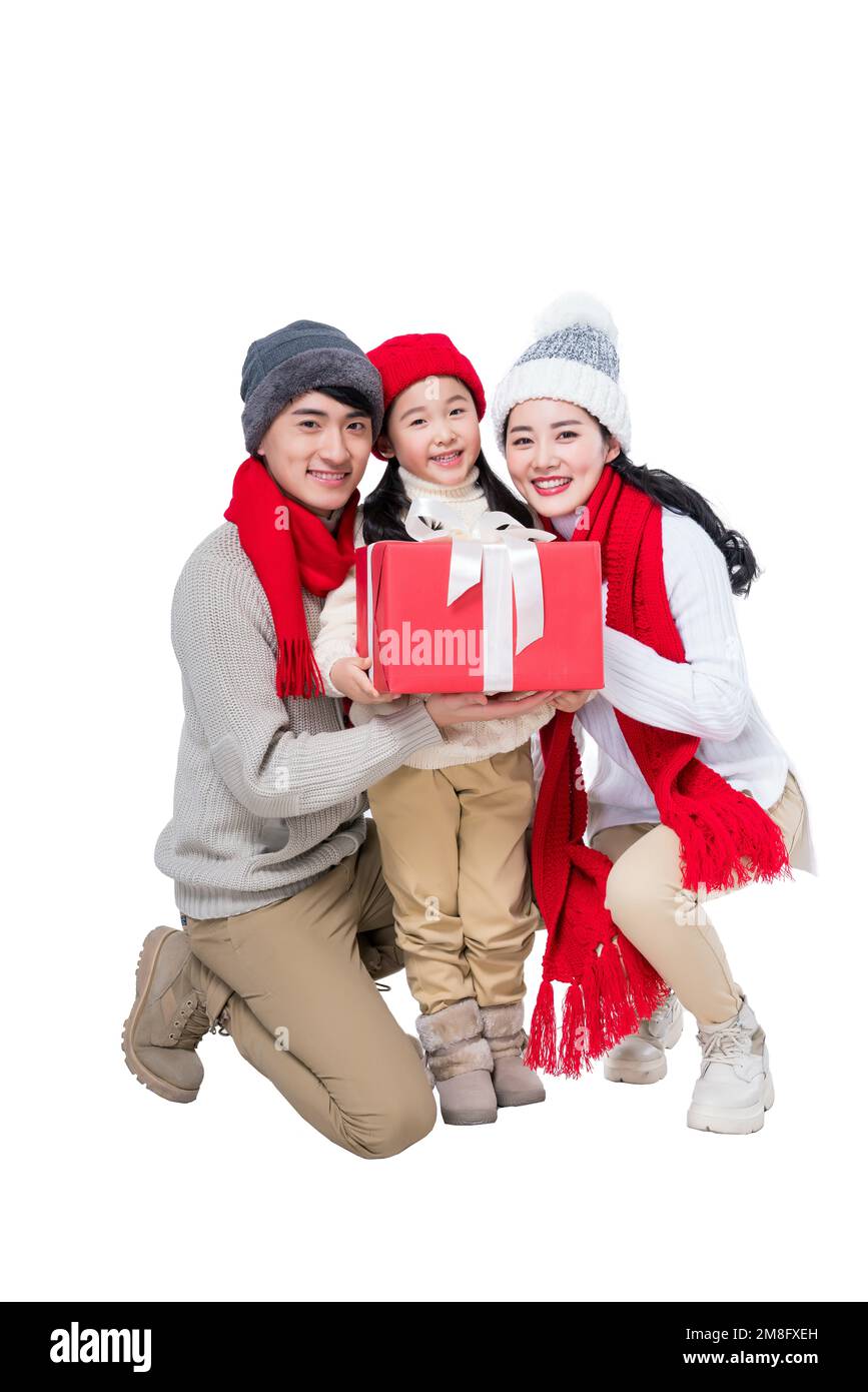 Happy family of three Stock Photo - Alamy