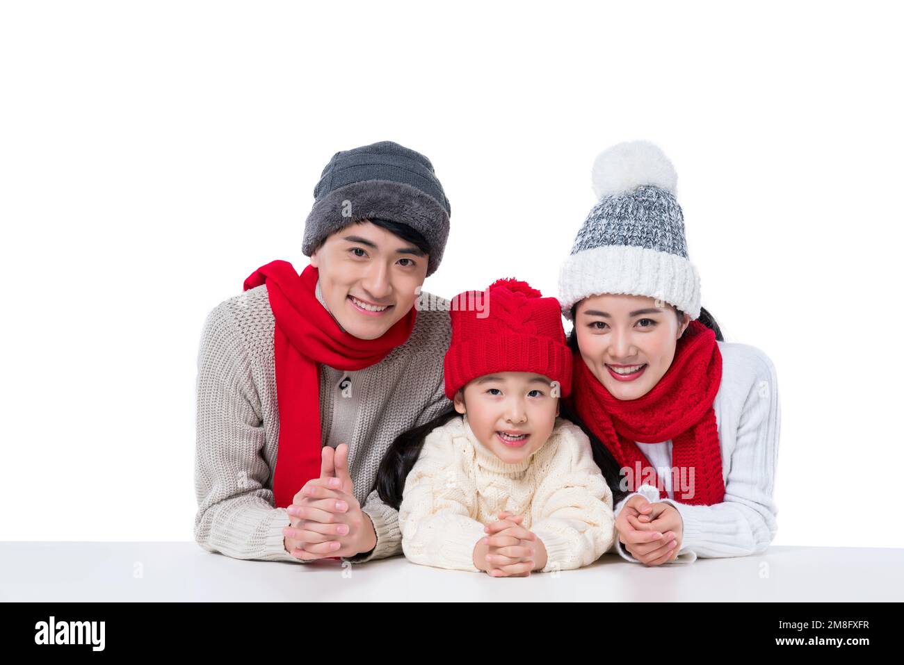 Happy family of three Stock Photo - Alamy