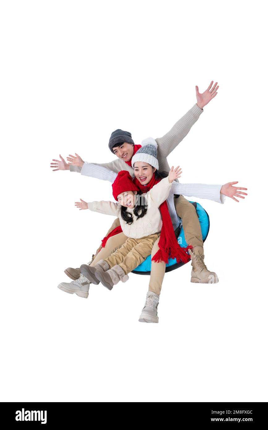 Happy family of three Stock Photo - Alamy