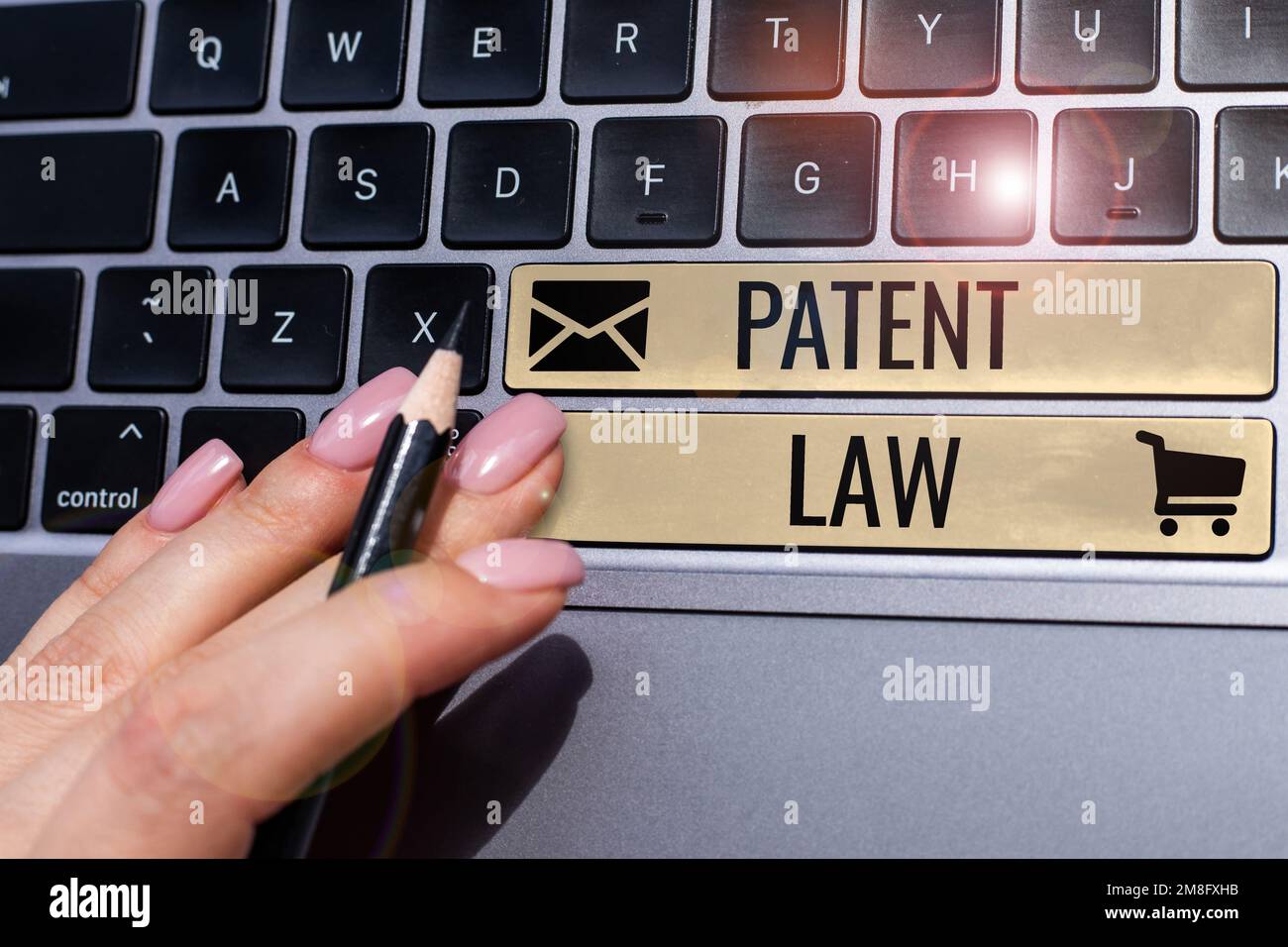 Sign displaying Patent Law. Conceptual photo deals with an inventor's ...