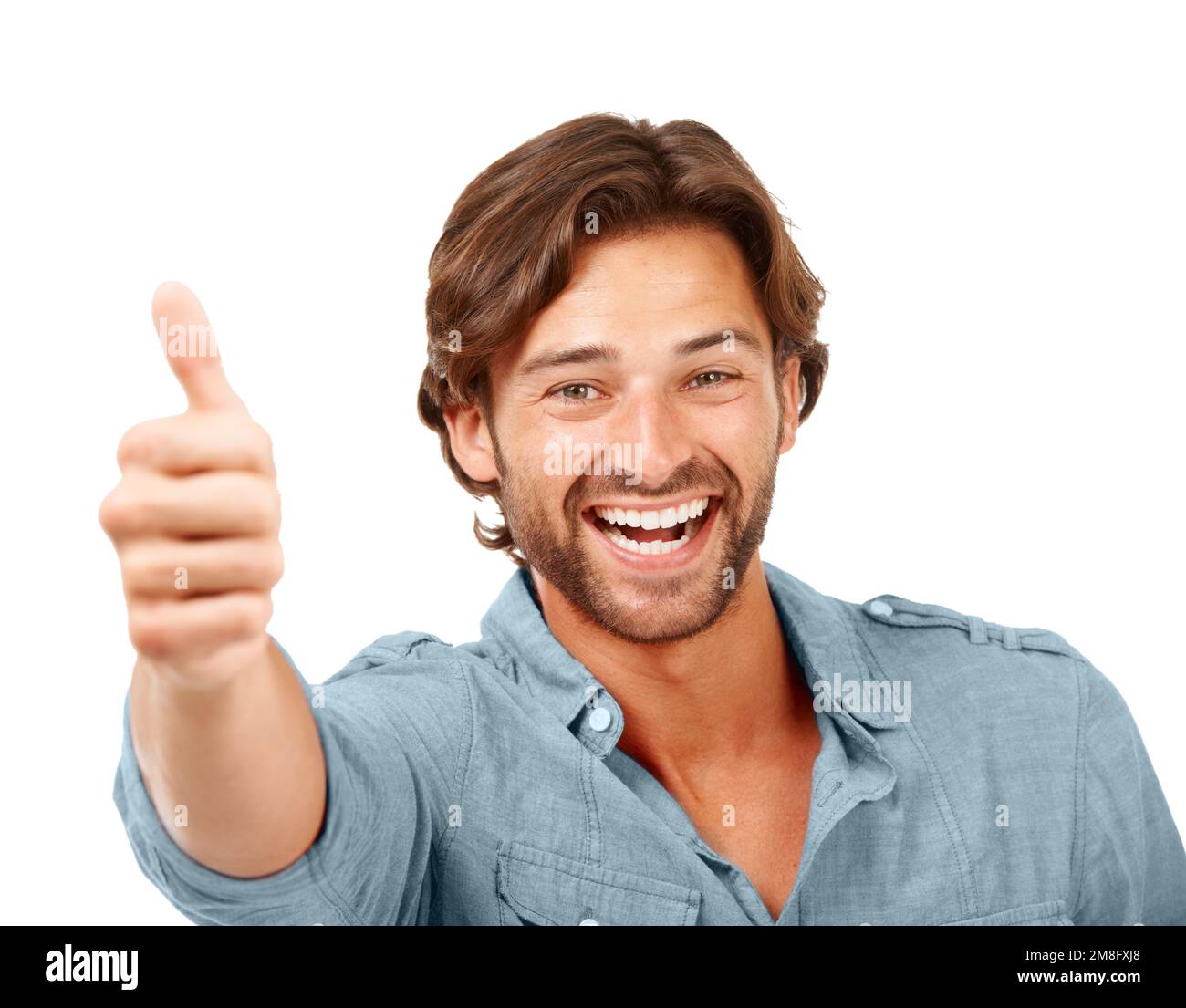 Thumbs up, OK and man with smile, portrait with hand sign, yes and ...