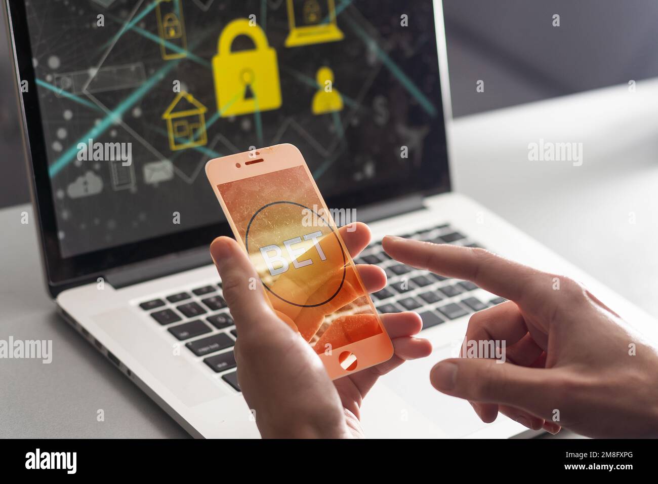 smart home app to turn on light by transparent futuristic smartphone ...