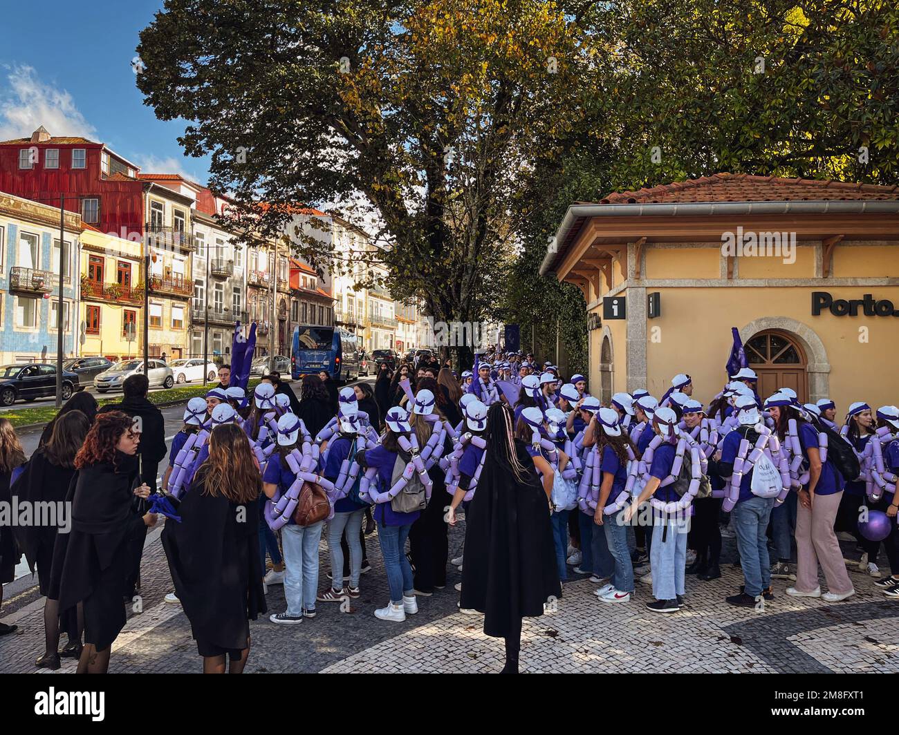 A group of students in the first semester during a parade celebrating ...