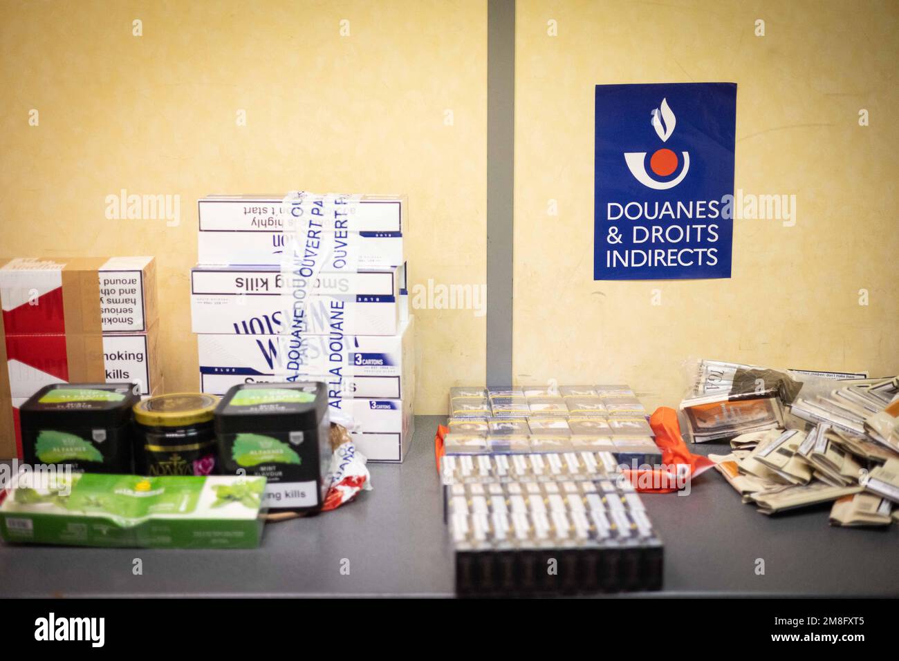 Nice, France. 13th Jan, 2023. Demonstration of a customs operation at ...