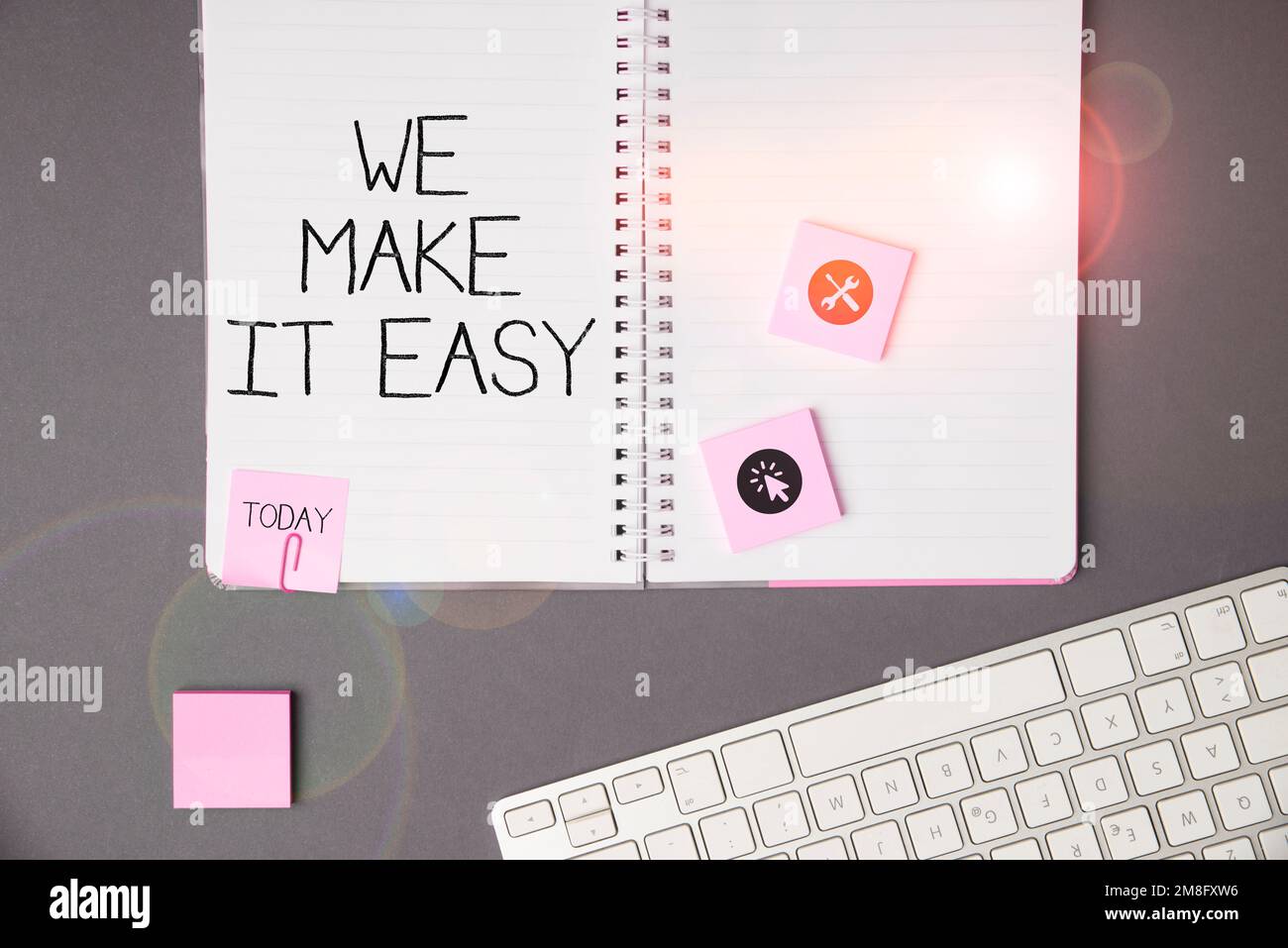 Text sign showing We Make It Easy. Business concept Offering solutions ...