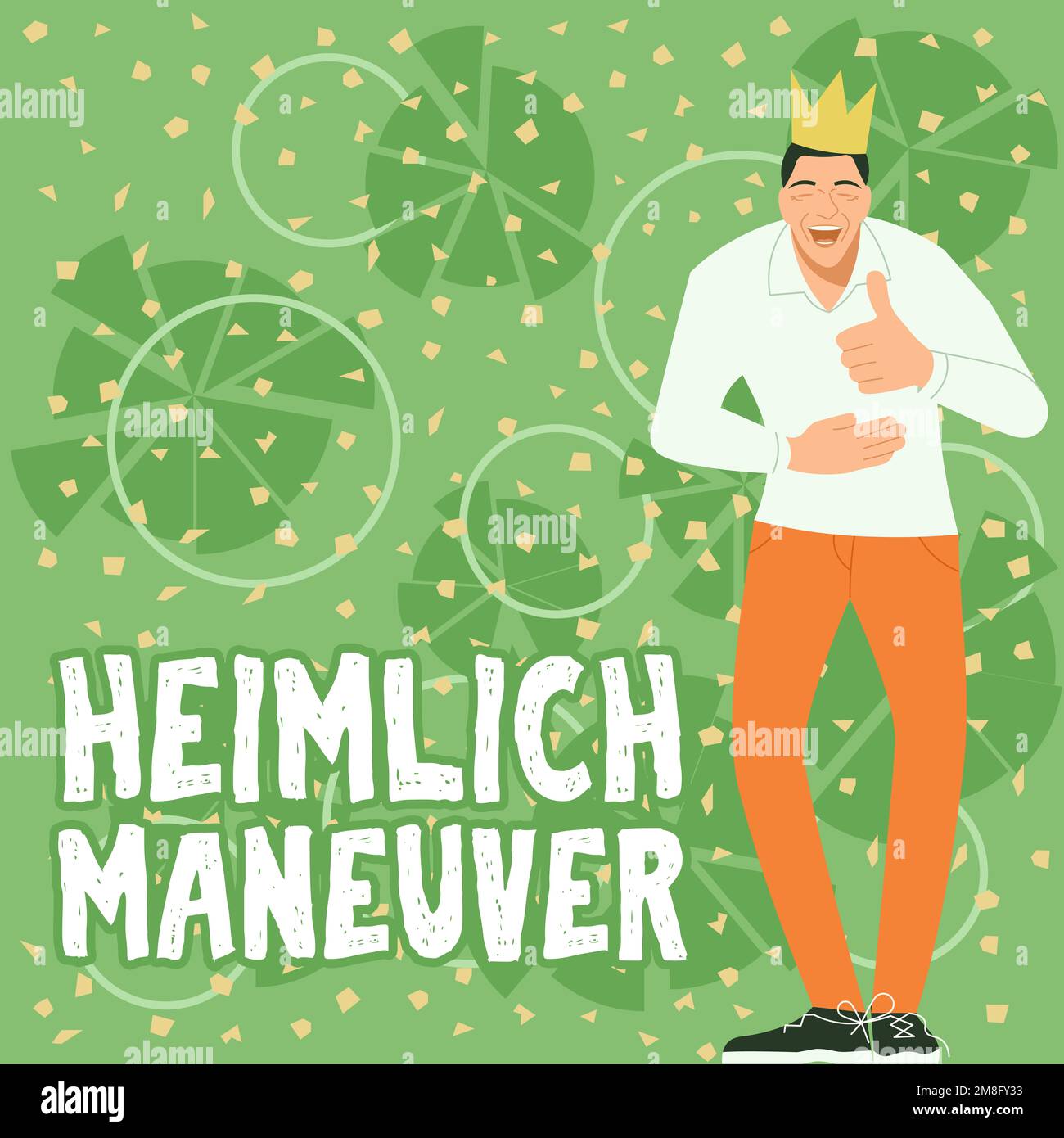 Text caption presenting Heimlich Maneuver. Word Written on application ...