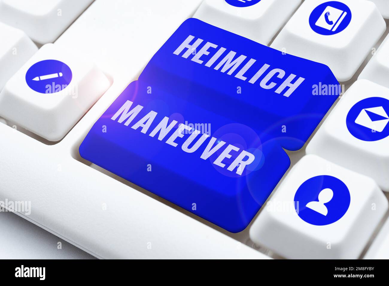 Hand writing sign Heimlich Maneuver. Business overview application of ...