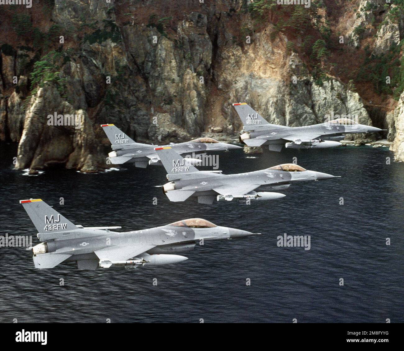 Four F-16C Fighting Falcon aircraft of the 432nd Fighter Wing, armed ...