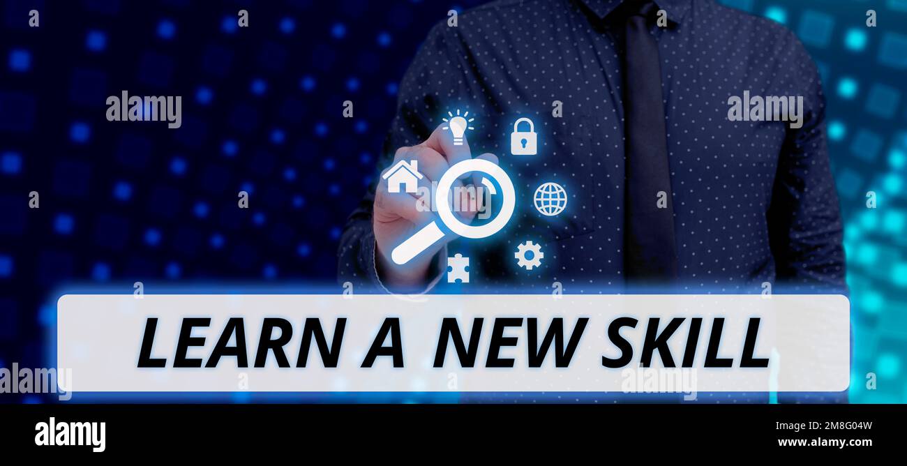 Text caption presenting Learn A New Skill. Business overview ...